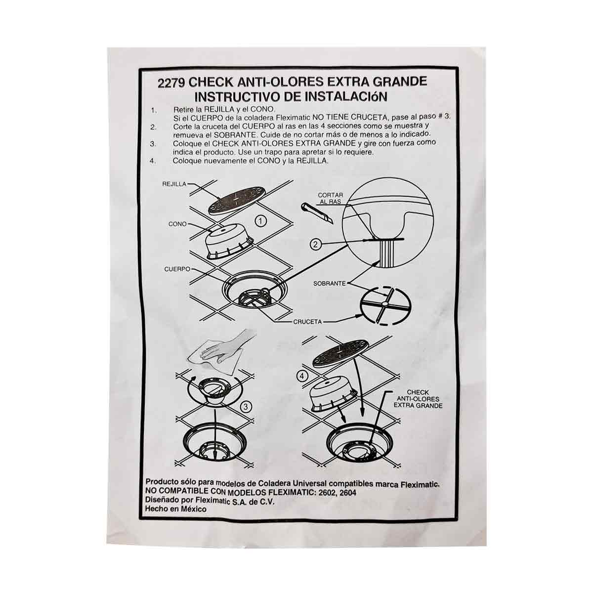 Valvula Check Anti Olores Fleximatic 2279 Extra Grande Blanco Para Col ...