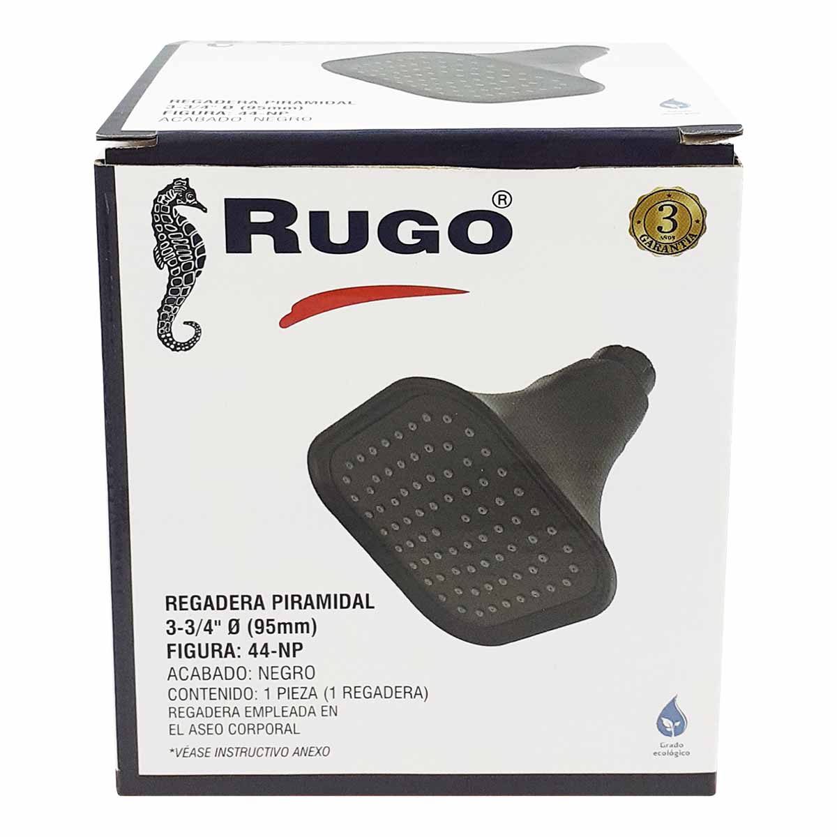 Regadera Piramidal Rugo 44-NP, Negro Mate, 1/2" NPT – Ferreabasto