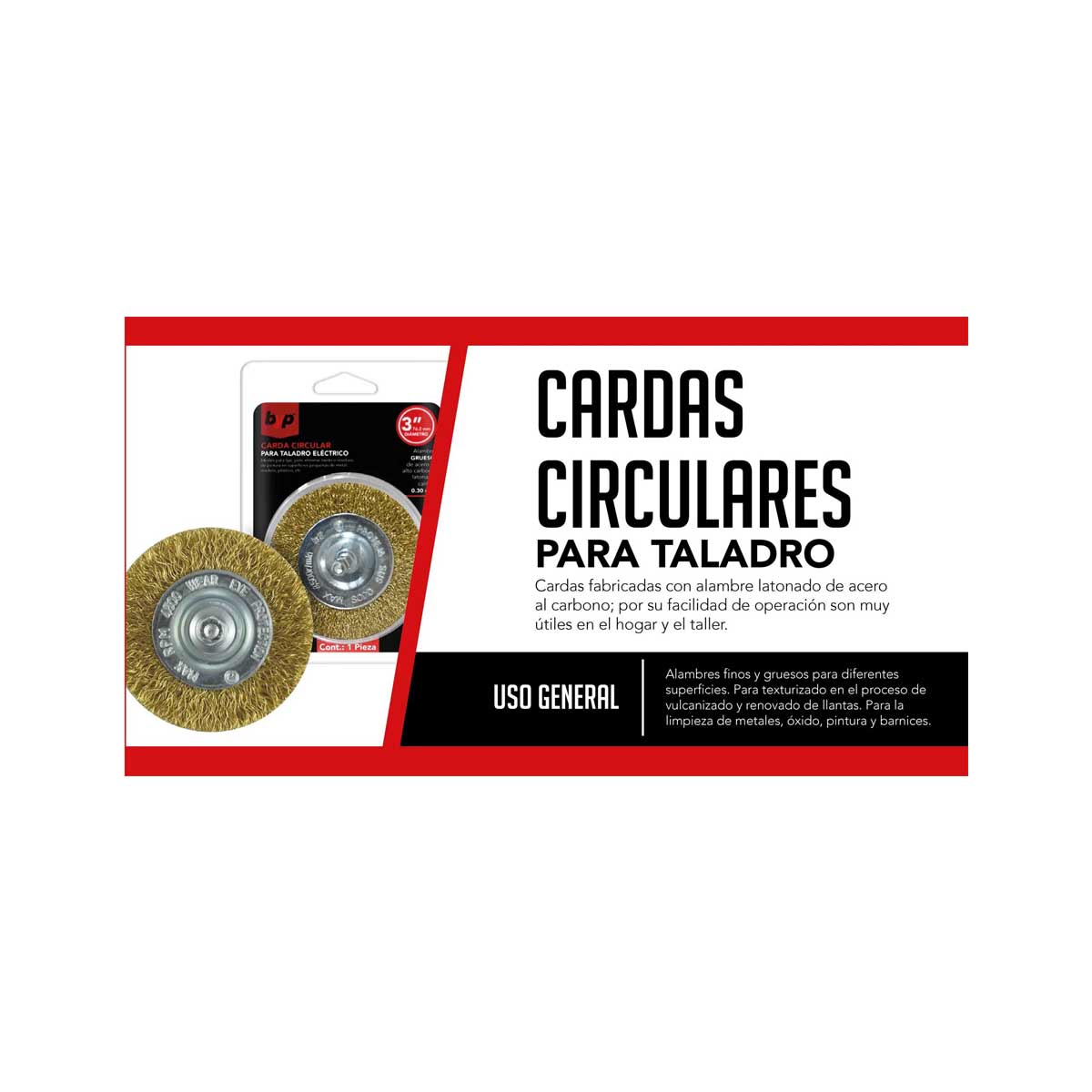 Carda Circular para Taladro Alambre Grueso 3 Pulgadas - BYP – Ferreabasto