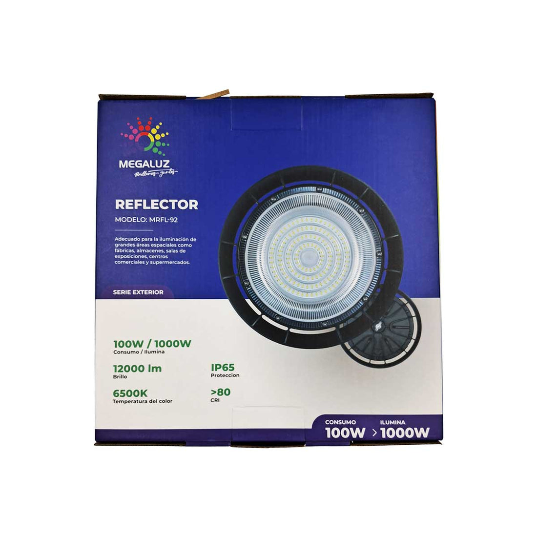 Reflector LED 100W 6500K Negro 12000lm | Megaluz R60W100