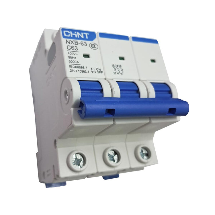 Interruptor Termomagnético CHINT 63A 3P C63 Riel DIN Compacto – Ferreabasto
