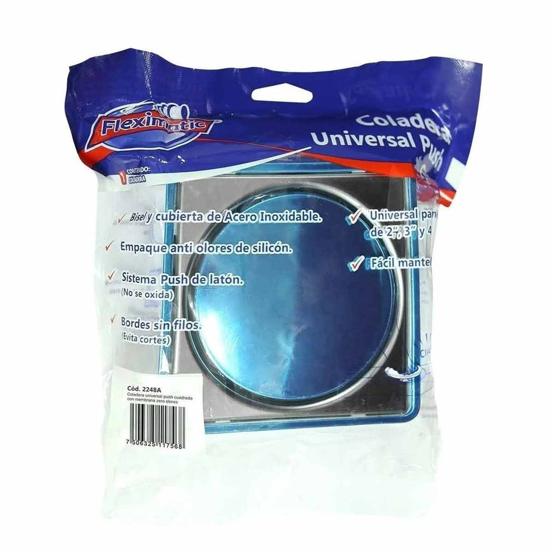 Coladera Universal Cuadrada Push Fleximatic 2248A - Anti Olores