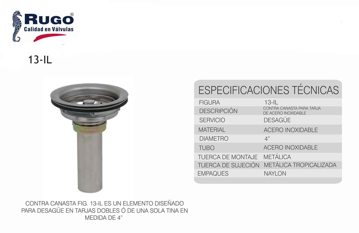 Contra Canasta Acero Inox. Para Lavago/Fregadero Rugo – Ferreabasto