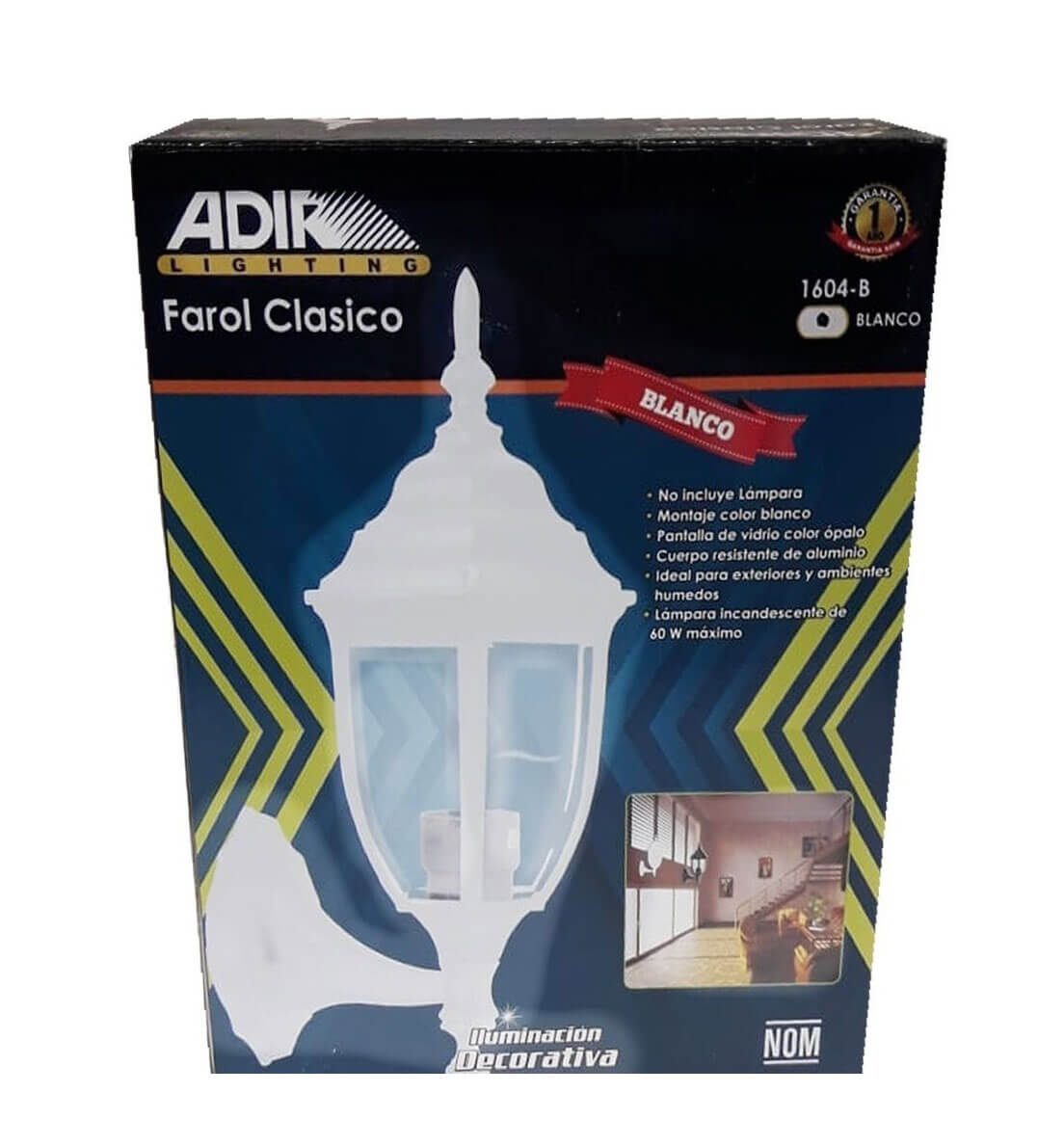 Farol Clásico Blanco Adir | 2 Posiciones | Decorativo y Resistente ...