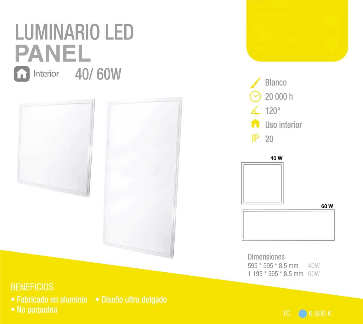 Panel LED cuadrado 60x60 Boomer 40W luz neutra moderno para techo ...