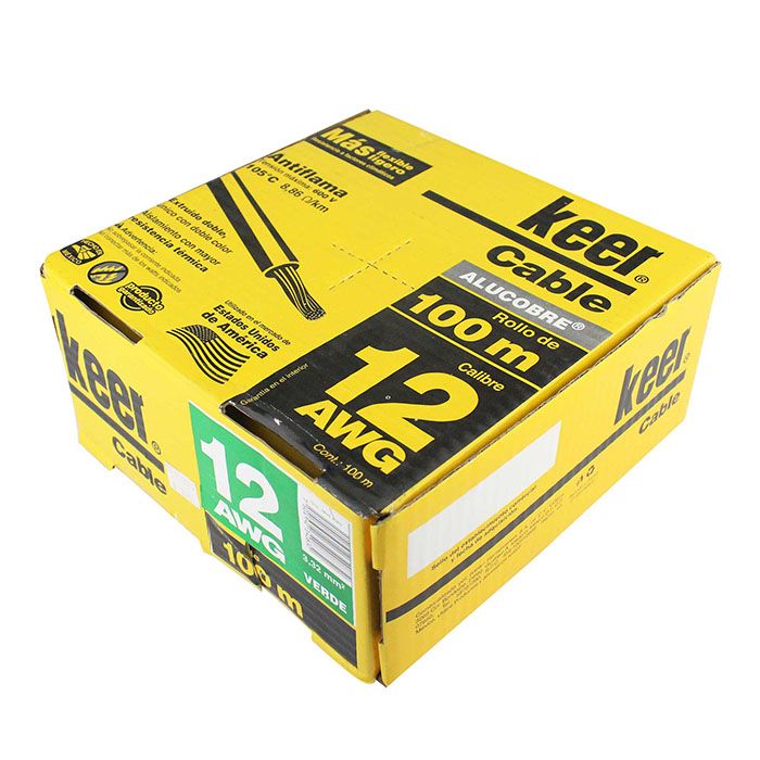 Cable Electrico THW Calibre 12 Alucobre Keer Rollo 100M Antiflama Verd ...