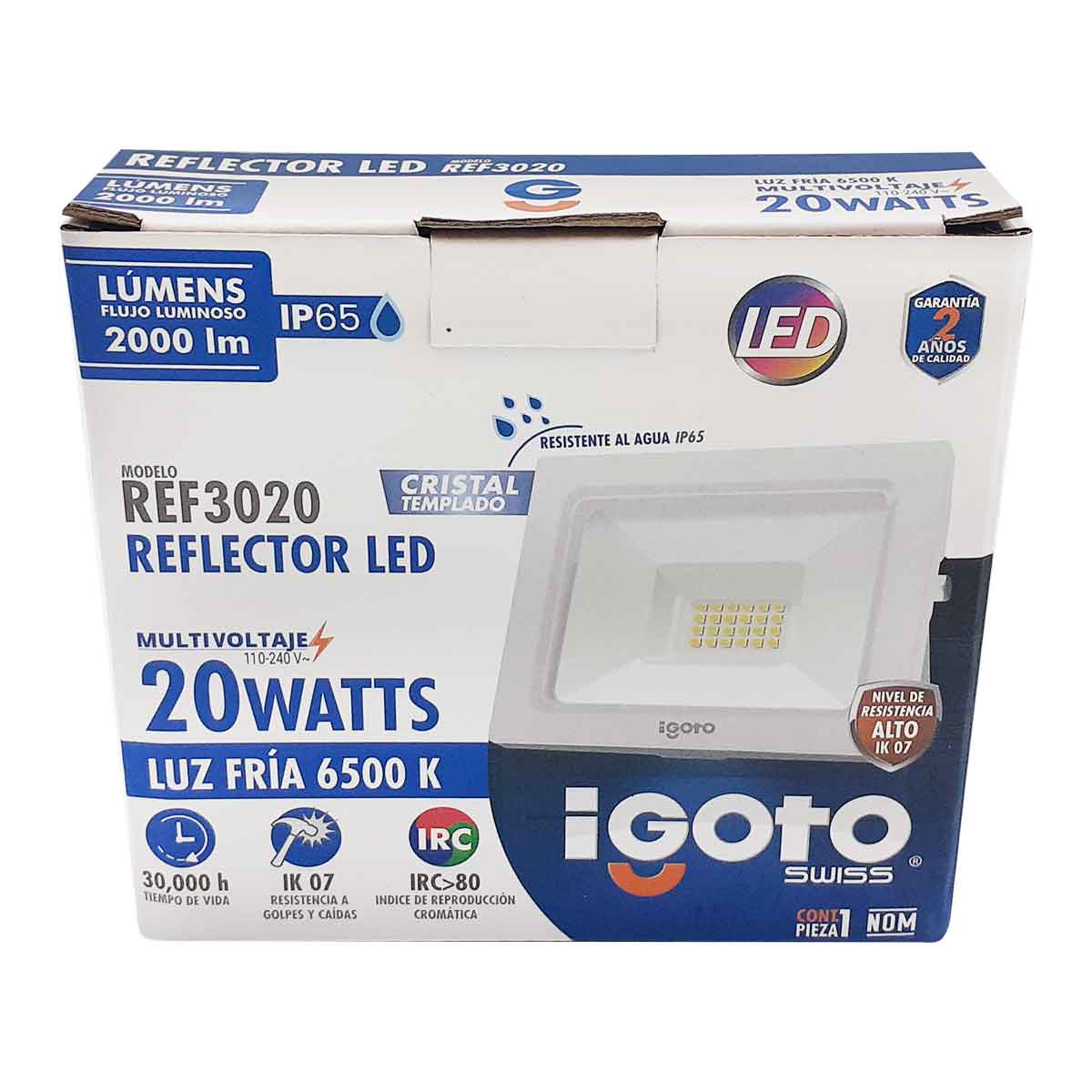 Lampara Led Reflector Igoto Ref3020 20w 6500k Luz Dia Blanco – Ferreabasto